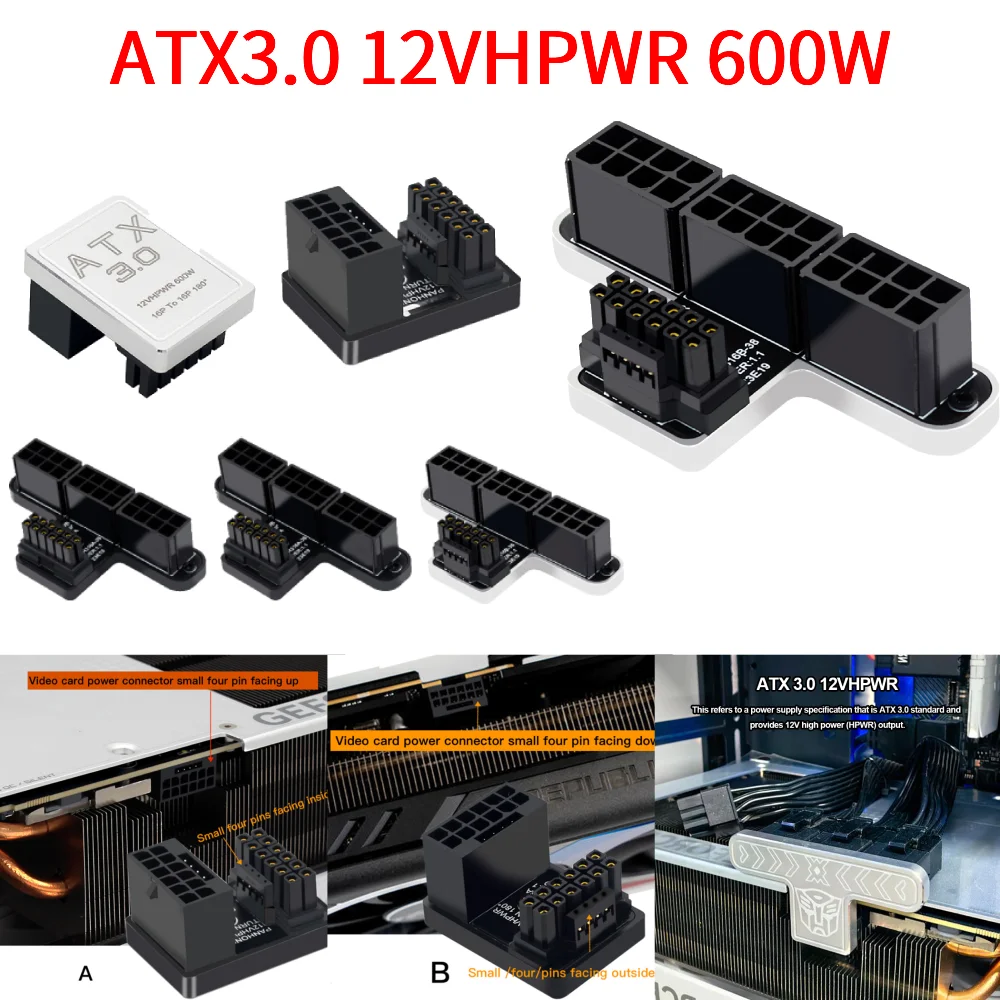 PCIe Graphics Card ATX3.0 12VHPWR 600W Power Supply Cable Adapter 12 ...