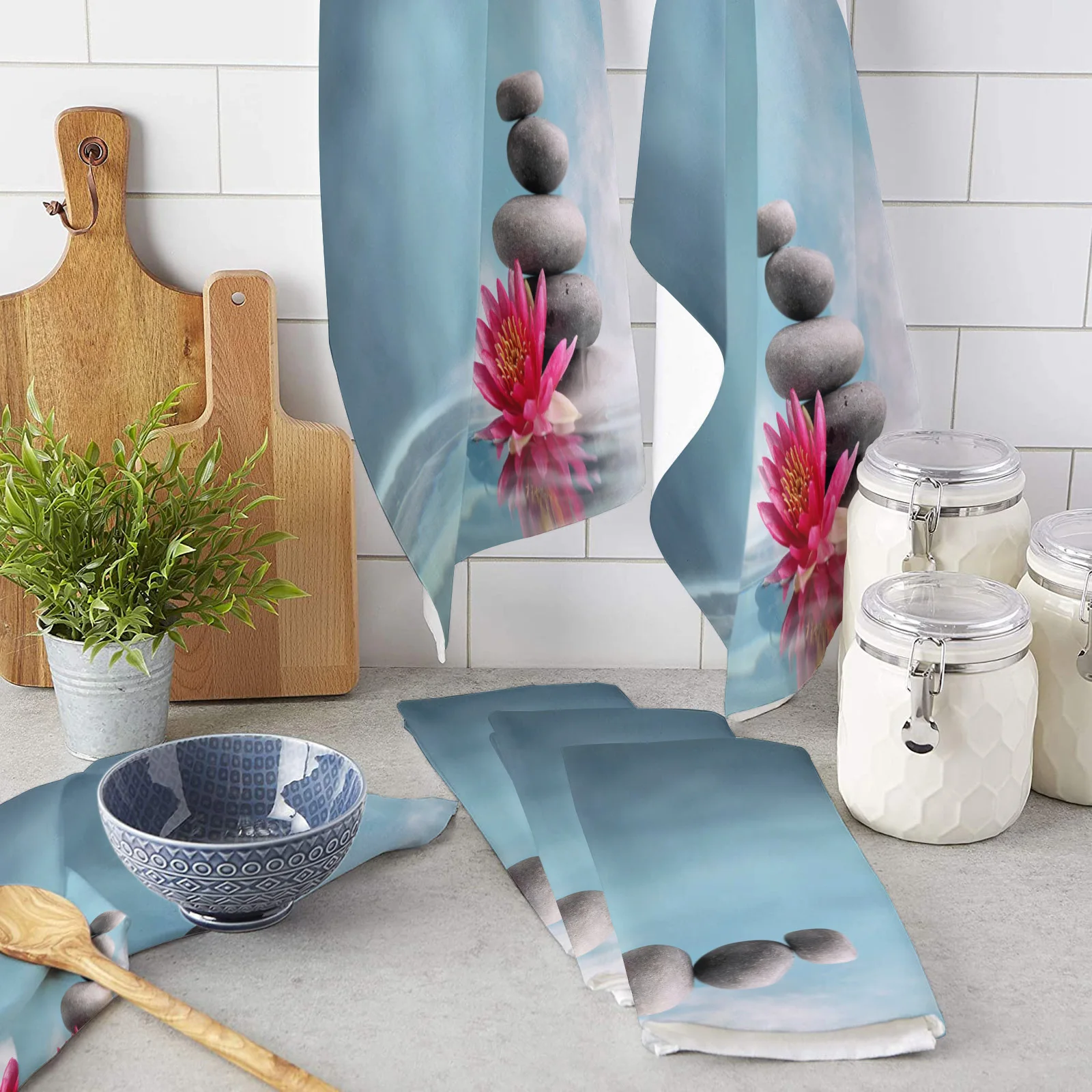 Stone-Flower-Water-Surface-Kitchen-Towel-Bathroom-Hand-Towel-Kitchen ...