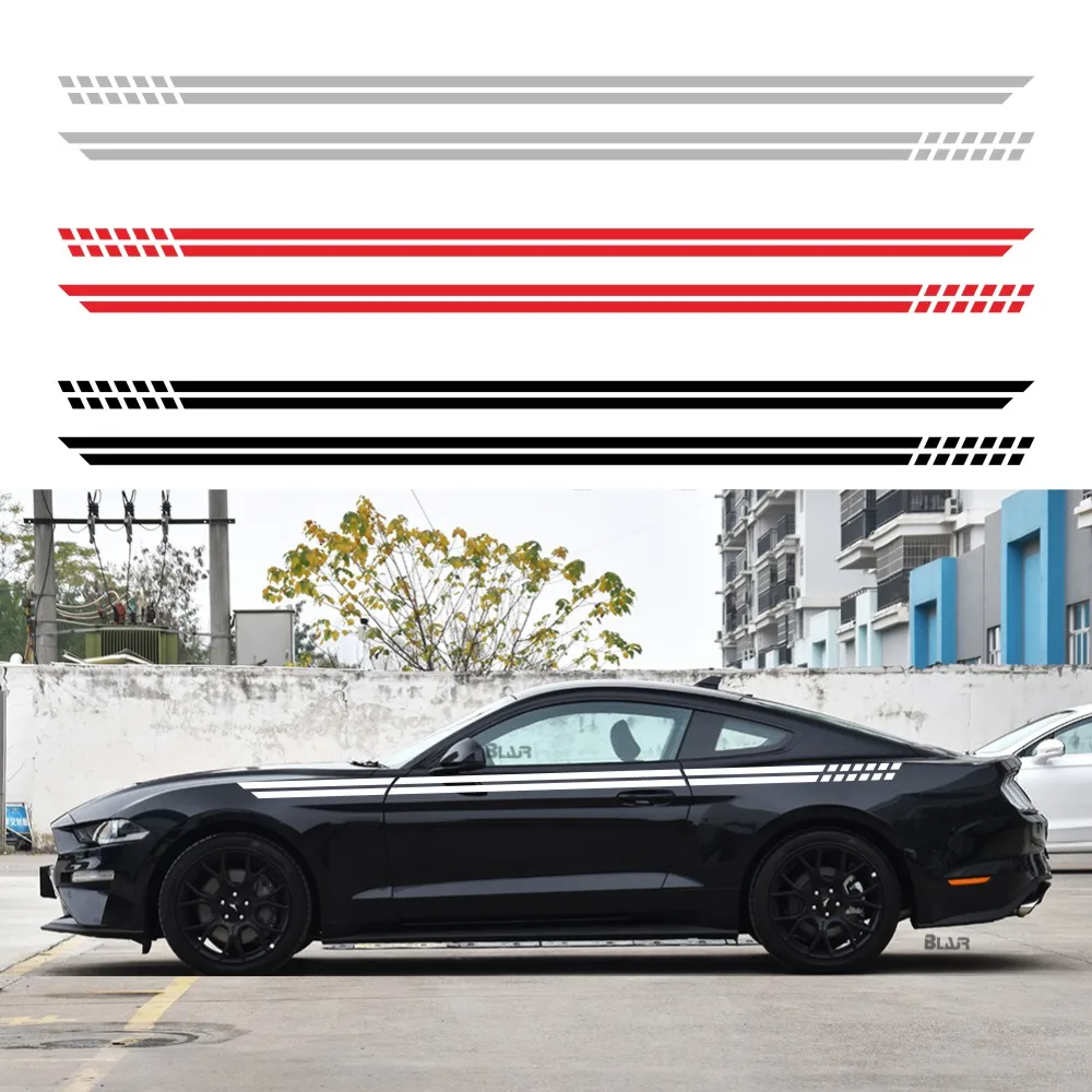 2PCS-Fashion-Racing-Stripe-Car-Sticker-for-mustang-GT-kia-RIO-K3-DIY ...
