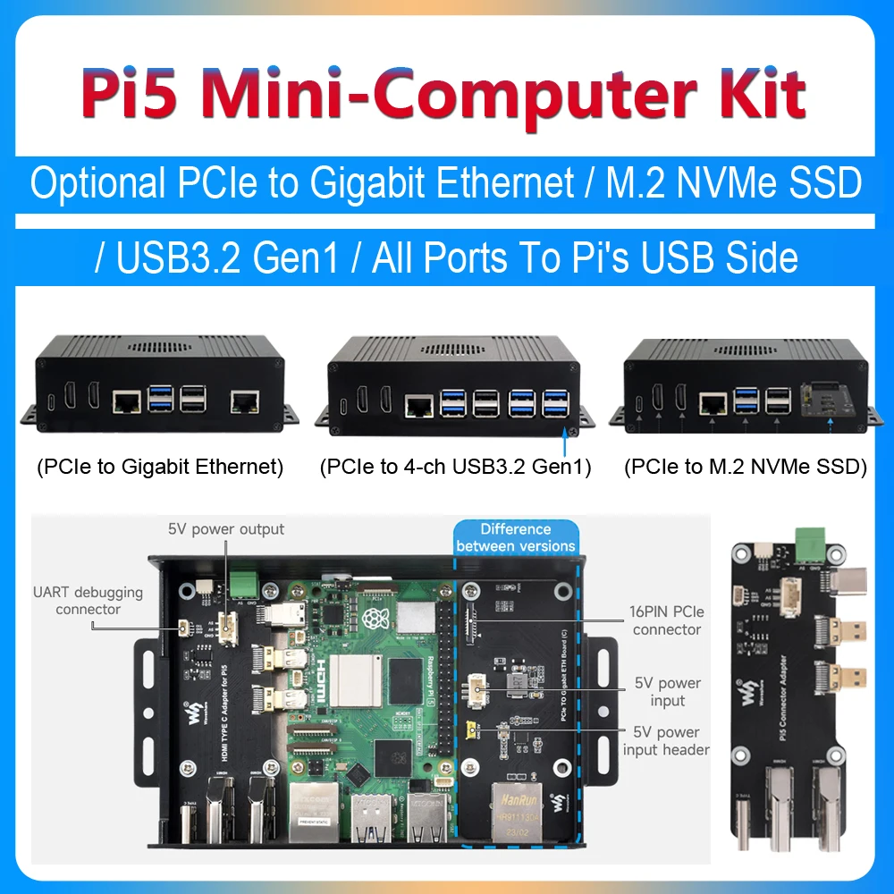 Raspberry-Pi-5-Box-Case-Kit-opcional-PCIe-a-Gigabit-Ethernet-M-2-NVMe ...