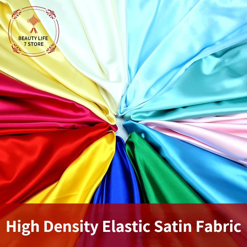 High-Density-Satin-Fabric-Thicken-Elastic-Imitation-Silk-Cloth-For ...