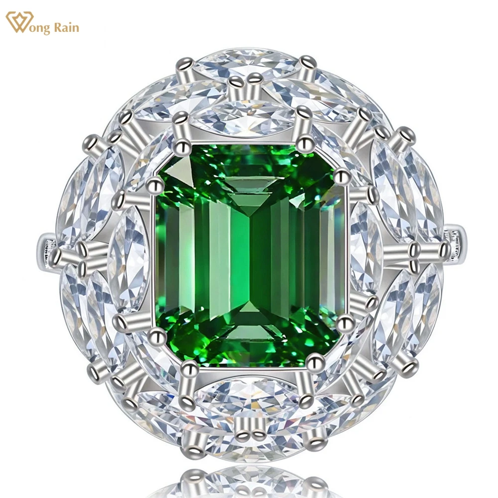 Wong Rain Luxury 925 Sterling Silver 10*14 MM Emerald Citrine High ...