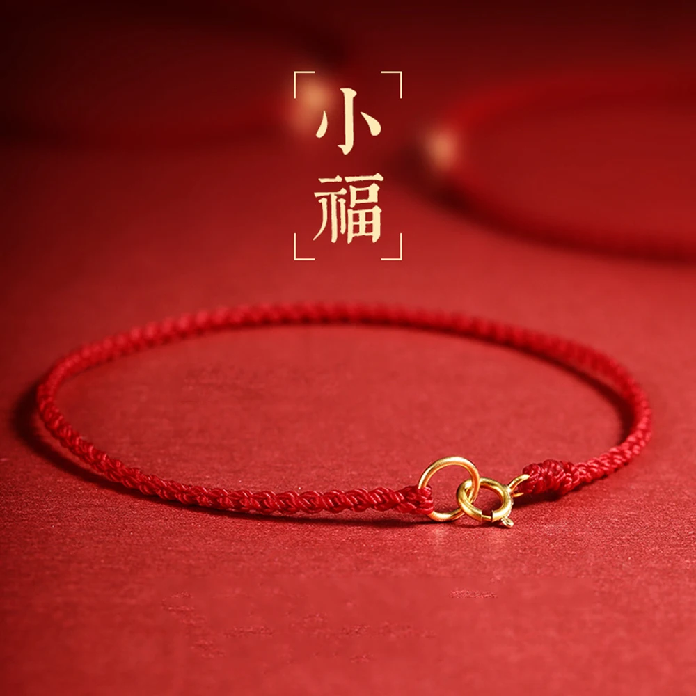 Handmade-Red-String-Bracelet-With-Gold-Plated-Clasp-Red-Cord-Jewelry ...