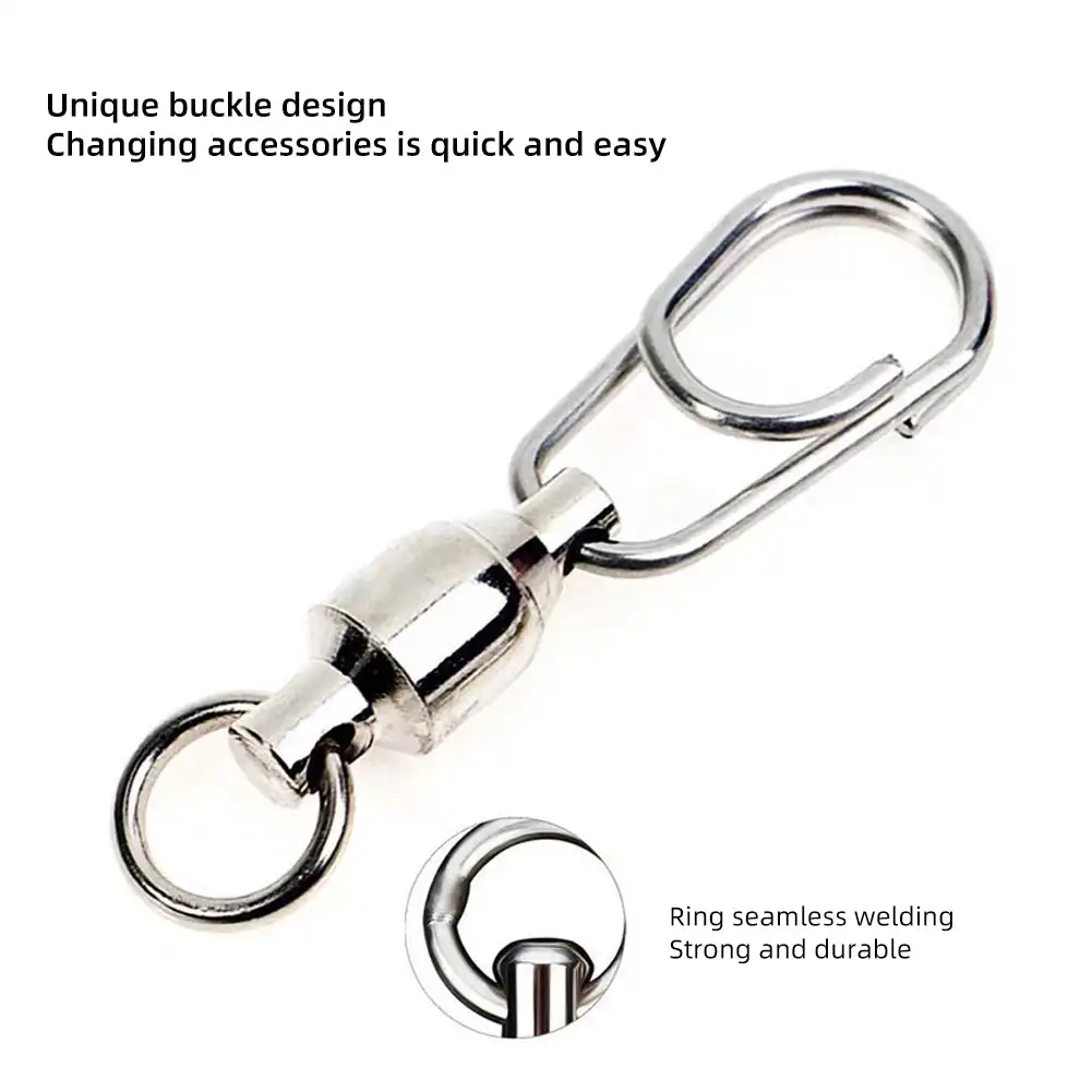 1Pc-Bearing-Swivel-Oval-Split-Rings-Stainless-Steel-Hooked-Snap-Rolling ...