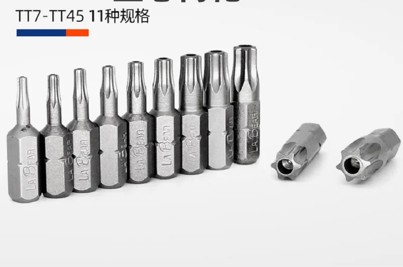 1/4" Torx Bit With Hole T7 T8 T9 T10 T15 T20 T25 T27 T30 T40 T45 L25mm ...