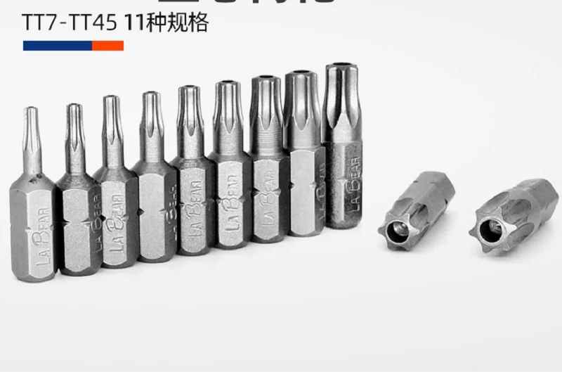 1/4" Torx bit with hole T7 T8 T9 T10 T15 T20 T25 T27 T30 T40 T45 L25mm ...
