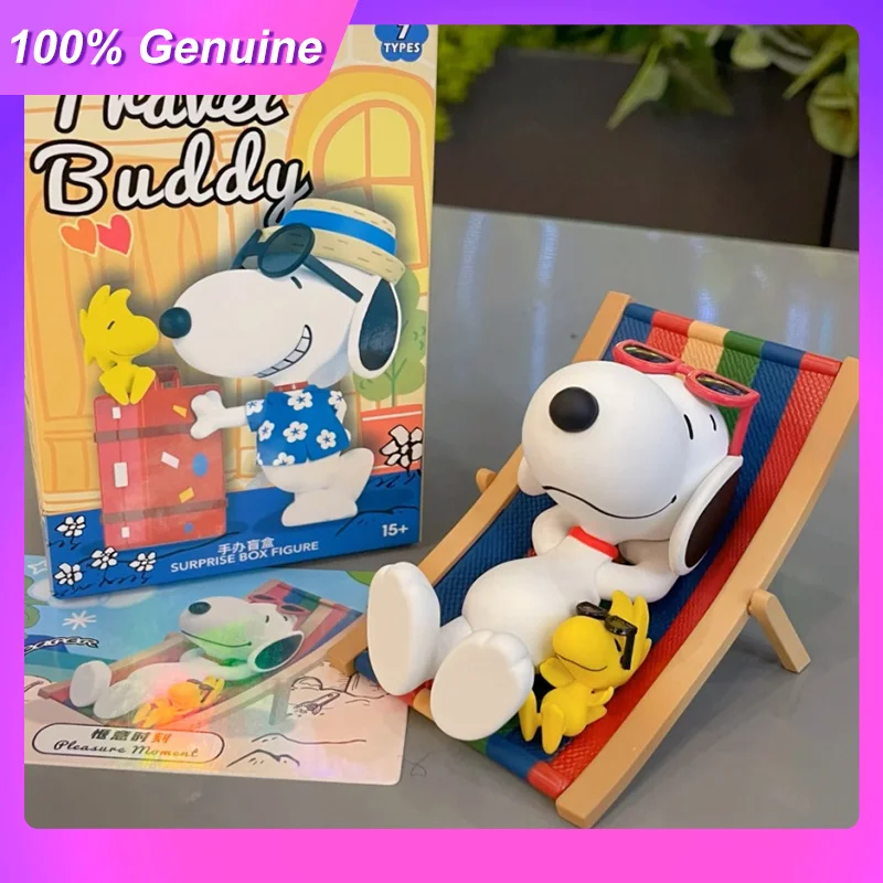 100% Original MINISO Blind Box Série Snoopy Travel Buddy Boneco de Ação ...