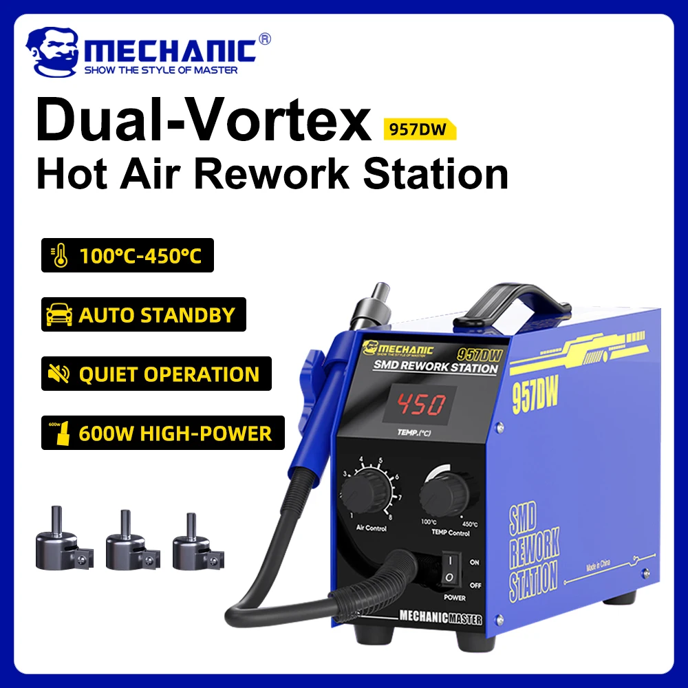 MECHANIC 957DW Smart Hot Air Gun Rework Solder Station 600W For SMD SMT ...