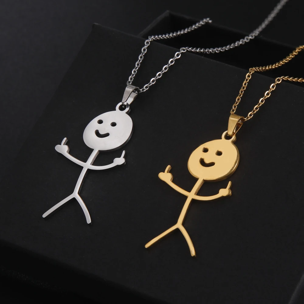 COOLTIME-Stickman-Pendant-Necklace-for-Men-Women-Stainless-Steel-Middle ...