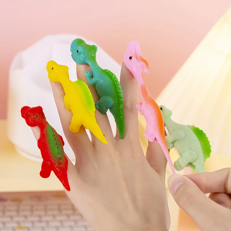 10Pcs-Dinosaur-Finger-Catapult-Decompression-Toy-TPR-Finger-Slingshot ...