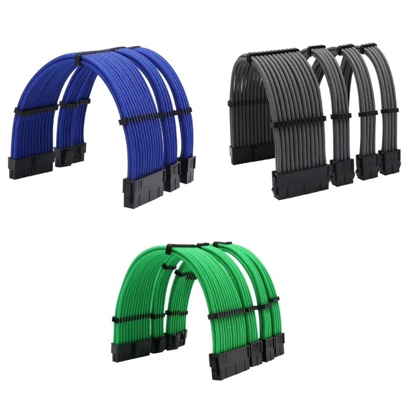 PC ATX Motherboard Graphics Card Extension Cable Soft Braided PSU Cable ...