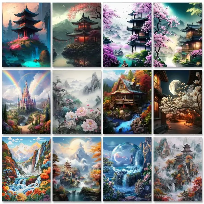 SDOYUNO Painting By Number Lotus Kits For Adults Landscape Modern ...