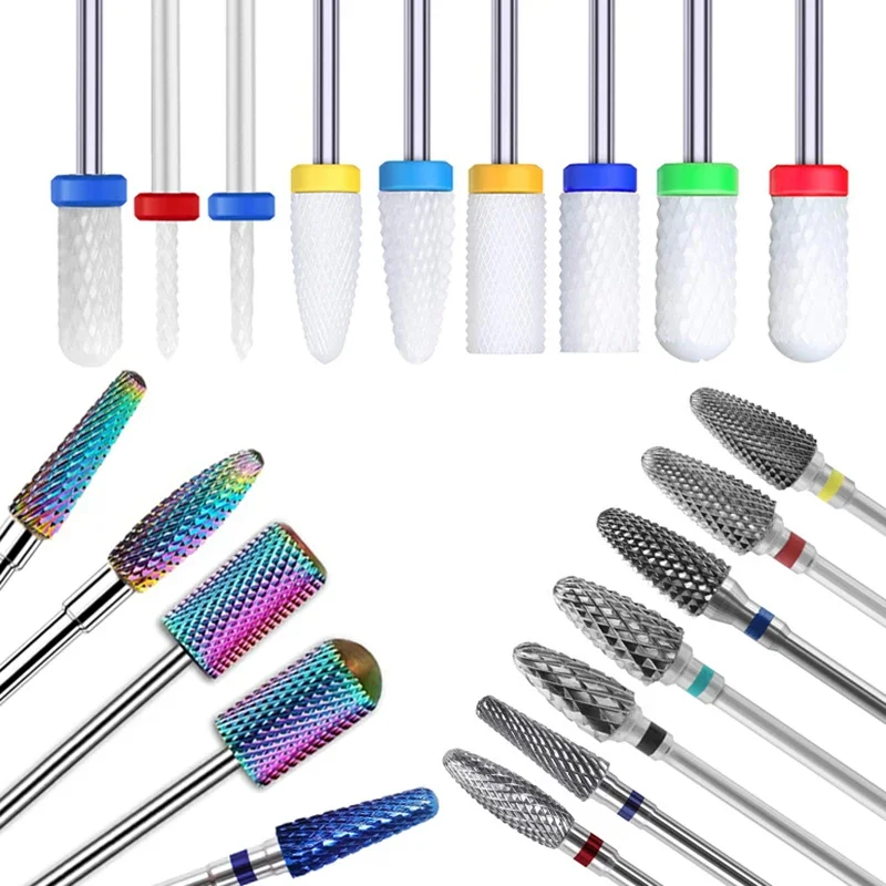 Ceramic-Tungsten-Carbide-Nail-Drill-Bit-Rotate-Burr-Milling-Nail-Cutter ...