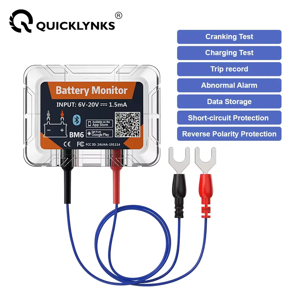 QUICKLYNKS BM6 12V Car Battery Mornitor Battery Load Test Voltage Test ...