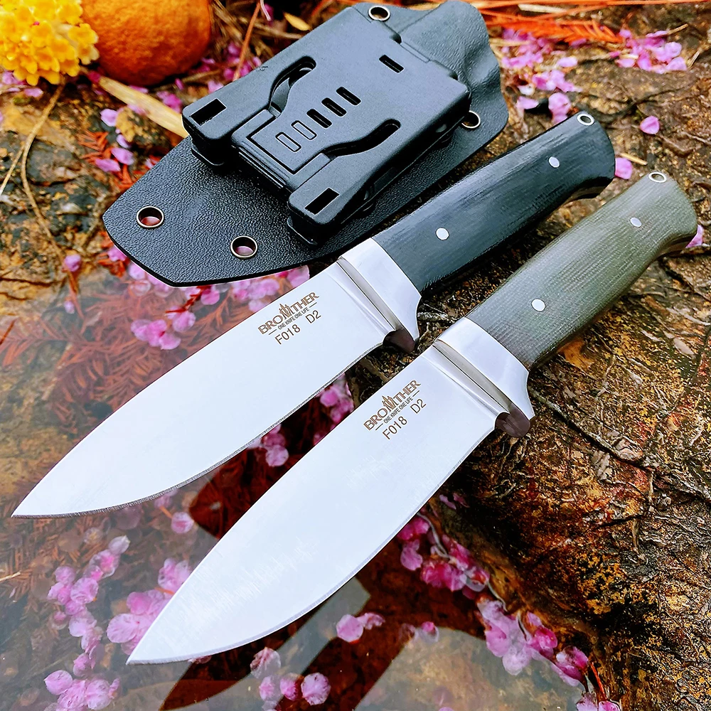Brother Knife F018 Bushcarft D2 Hunting Knives Stone Wash Micarta Grips ...