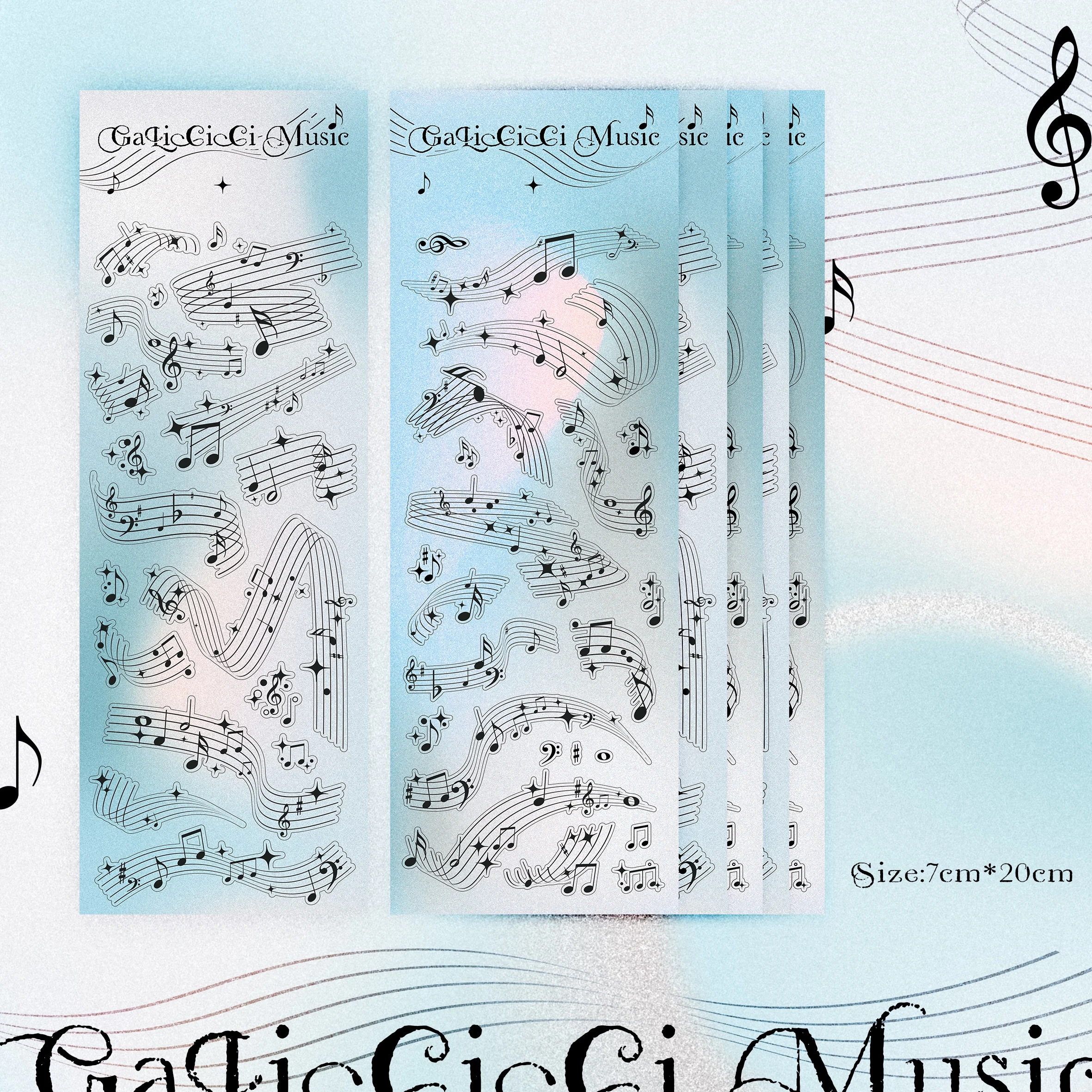 Korean Silver Pressed Beautiful Music Score Sticker DIY Idol Card ...
