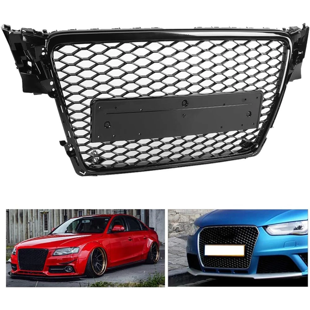 Front-Mesh-Bumper-Hood-Grille-Racing-Grills-For-Audi-RS4-A4-B8-2008 ...