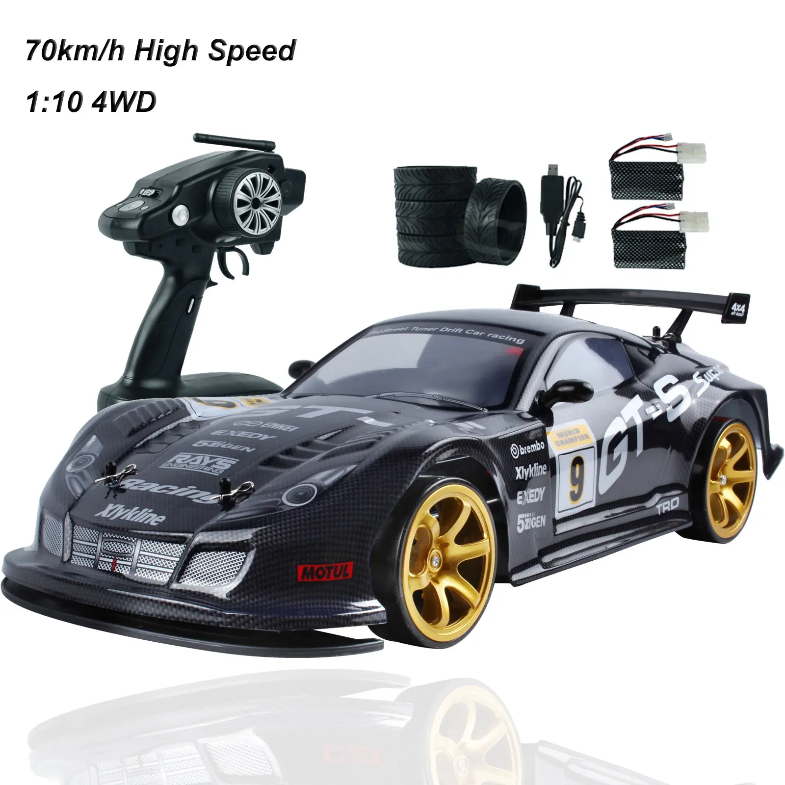 1:10 4WD Remote Control Car 70km/h High Speed Drift Racing Remote ...