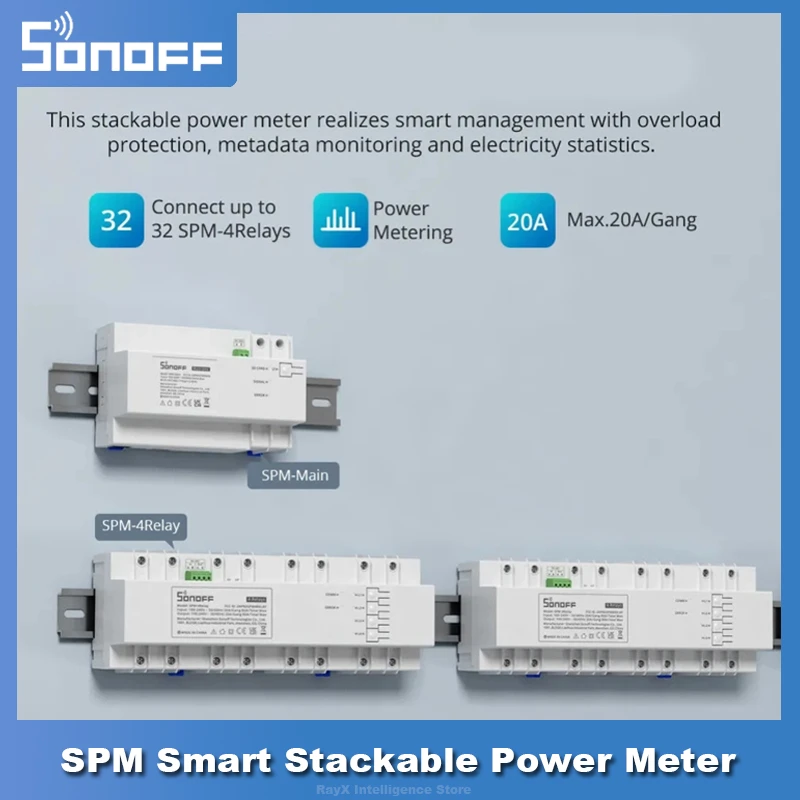 SONOFF SPM Smart Stackable Power Meter 20A/Gang Overload Protection ...