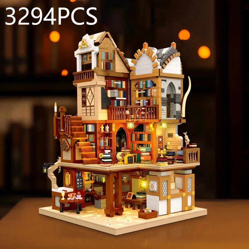 3294PCS-Medieval-European-Library-Building-Blocks-Creative-Book-House ...