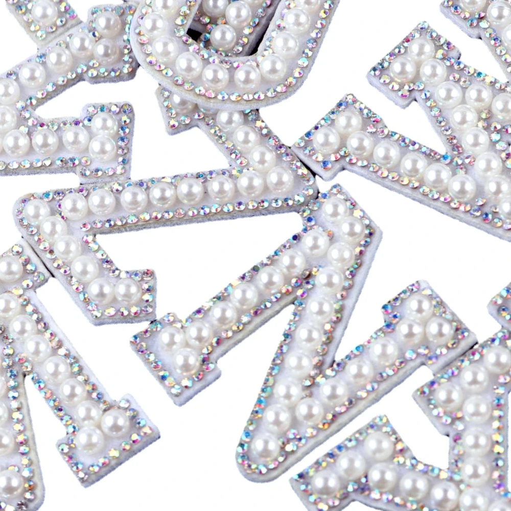 Parches de letras de perlas para ropa, insignias con diamantes de ...