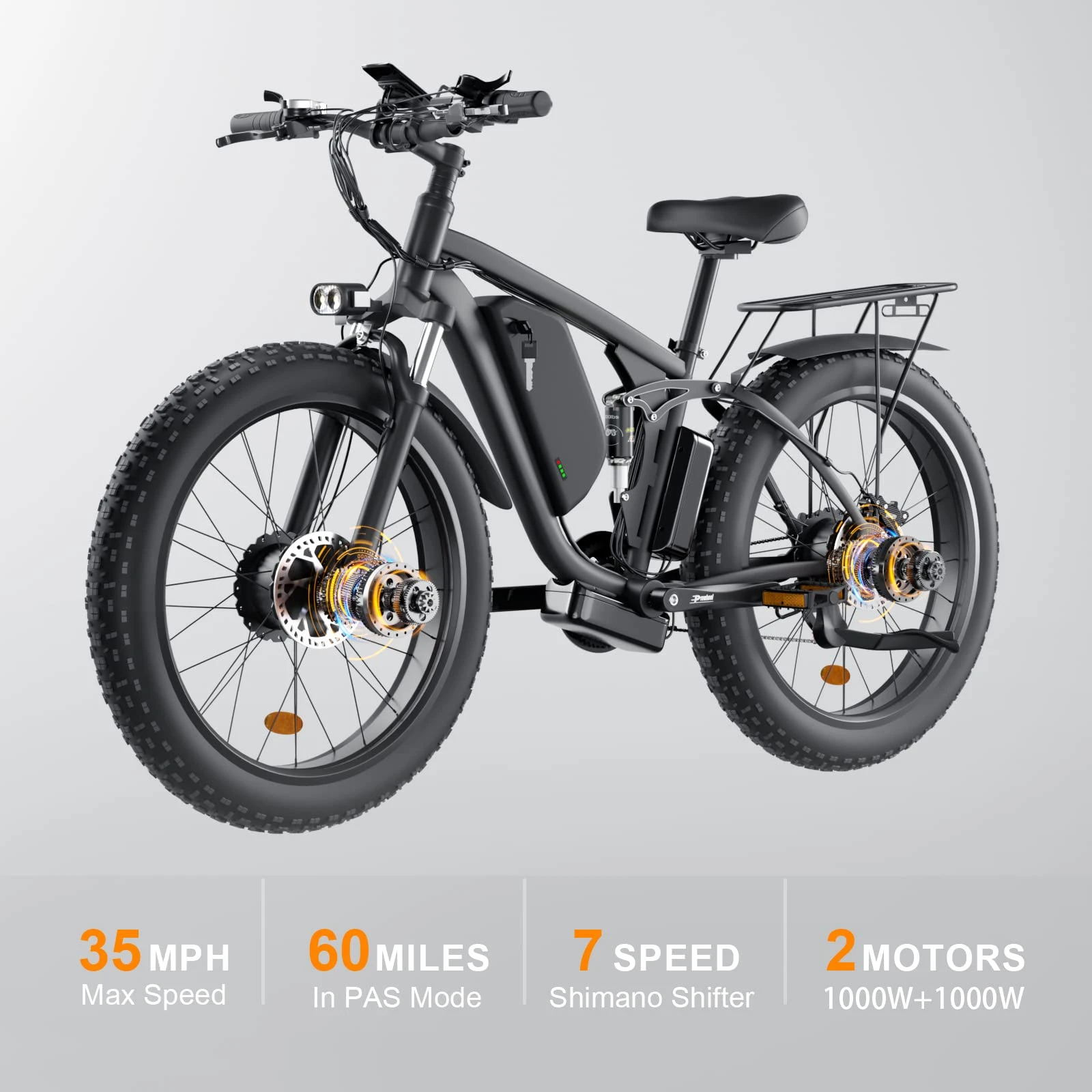 Dual Motor Electric Fat Bike | Smlro Electric Mountain Bike | Electric ...