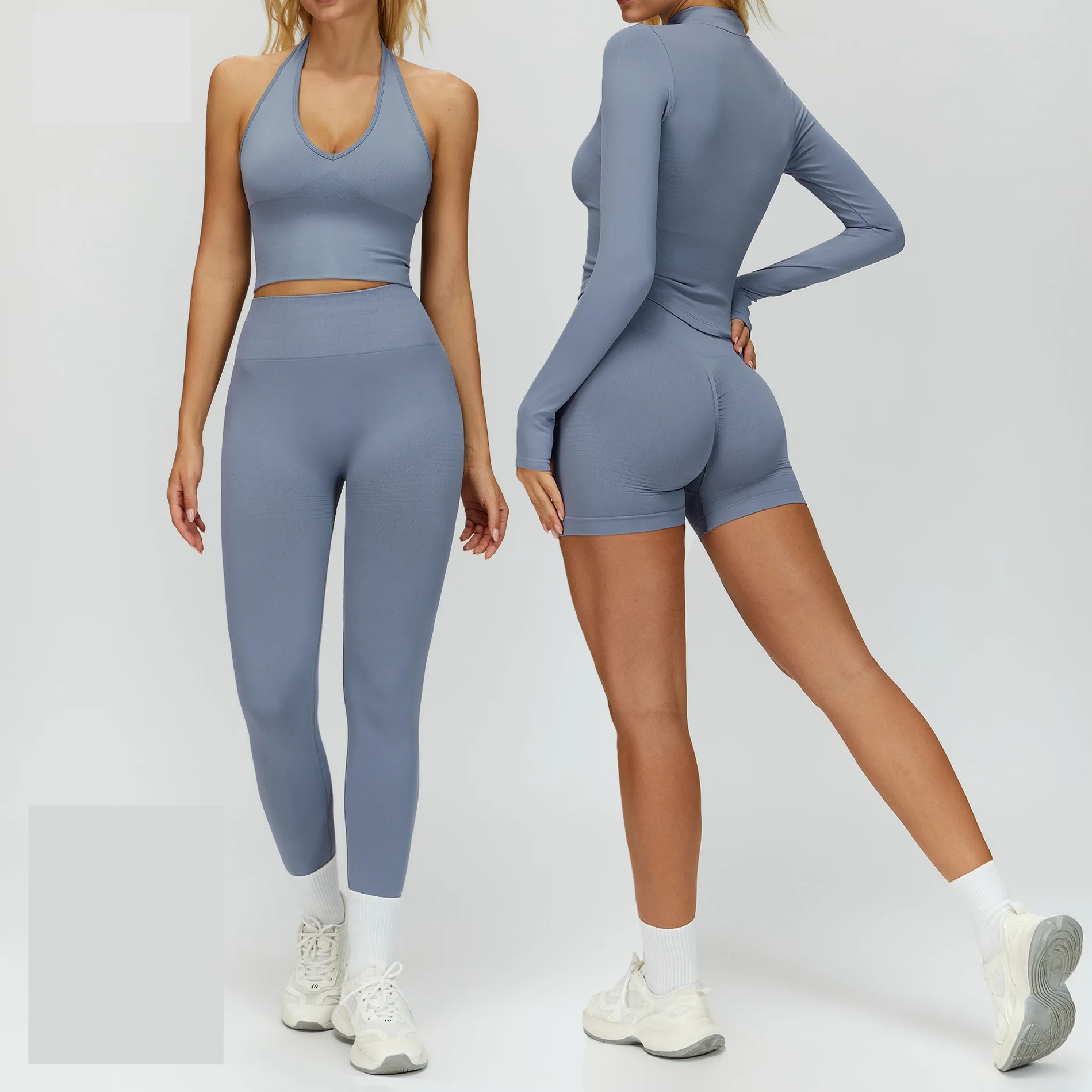 2/3PCS Seamless Sports Set Women Yoga set Threaded waist Hip lifting ...