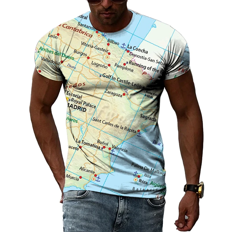Fashion-Men-s-New-Map-Pattern-T-shirt-Street-Hip-Hop-Trend-Personality ...