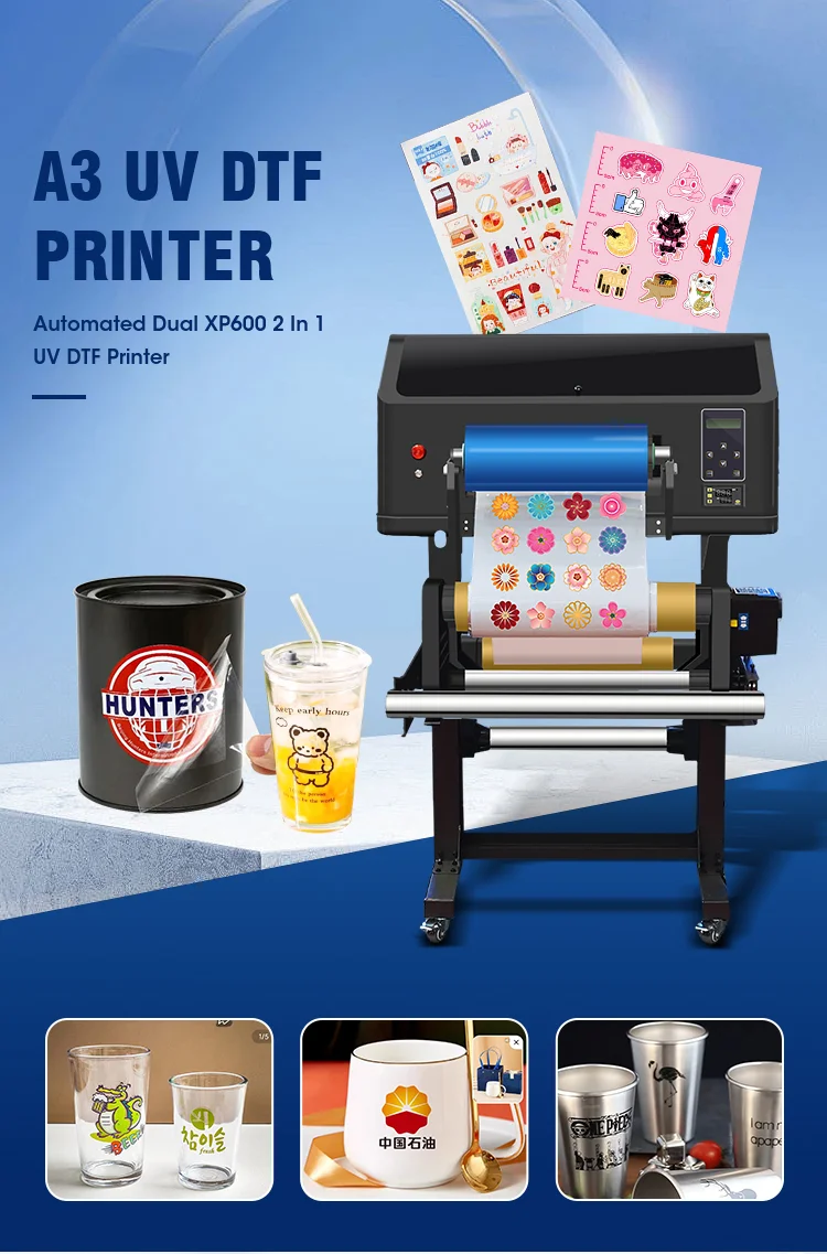 Струйный УФ-принтер DTF Erasmart с ламинатором Универсальный принтер для настольных наклеек ...