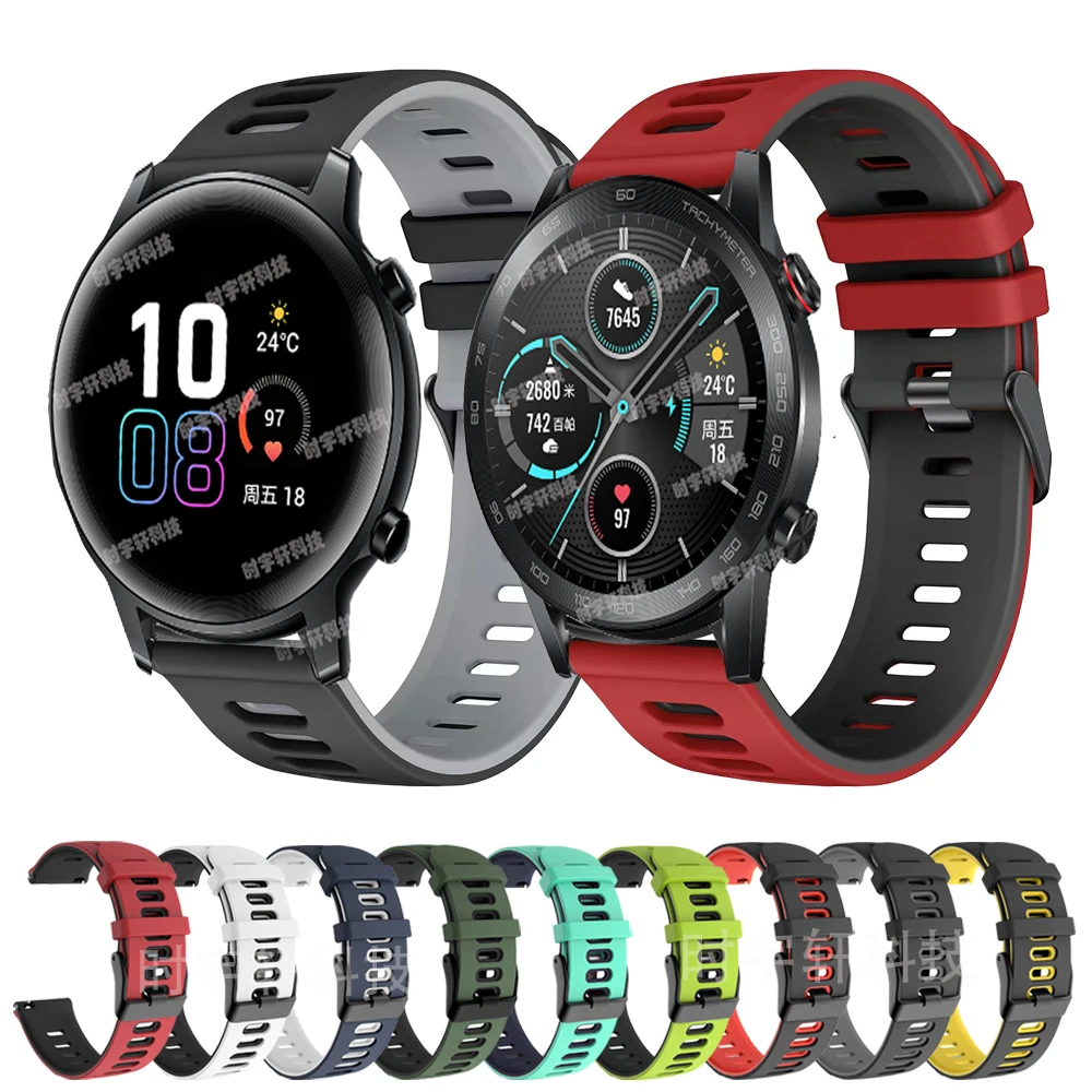 20mm-22mm-Silicone-Strap-For-Honor-Magic-2-46mm-42mm-Sport-Soft-Band ...