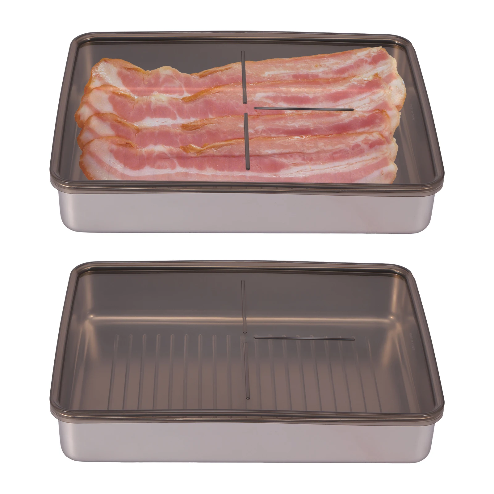 2Pc-Bacon-Storage-Container-Box-Stainless-Steel-Bacon-Keeper-Box-with ...