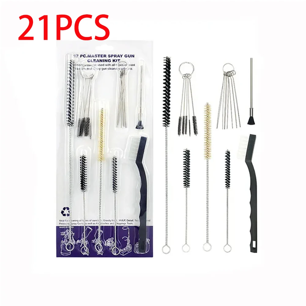 21Pcs-Airbrush-Paint-Spray-Gun-Nozzle-Tip-Cleaner-Tool-Cleaning-Brush ...