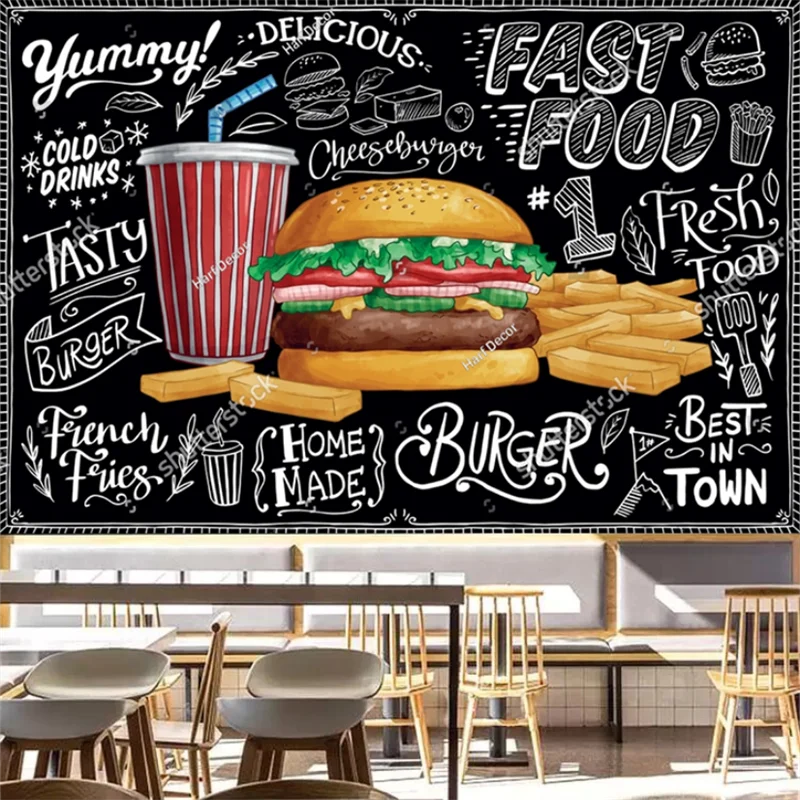 Burger Shop Wallpaper: The Ultimate Hand-Painted Blackboard Mural for ...