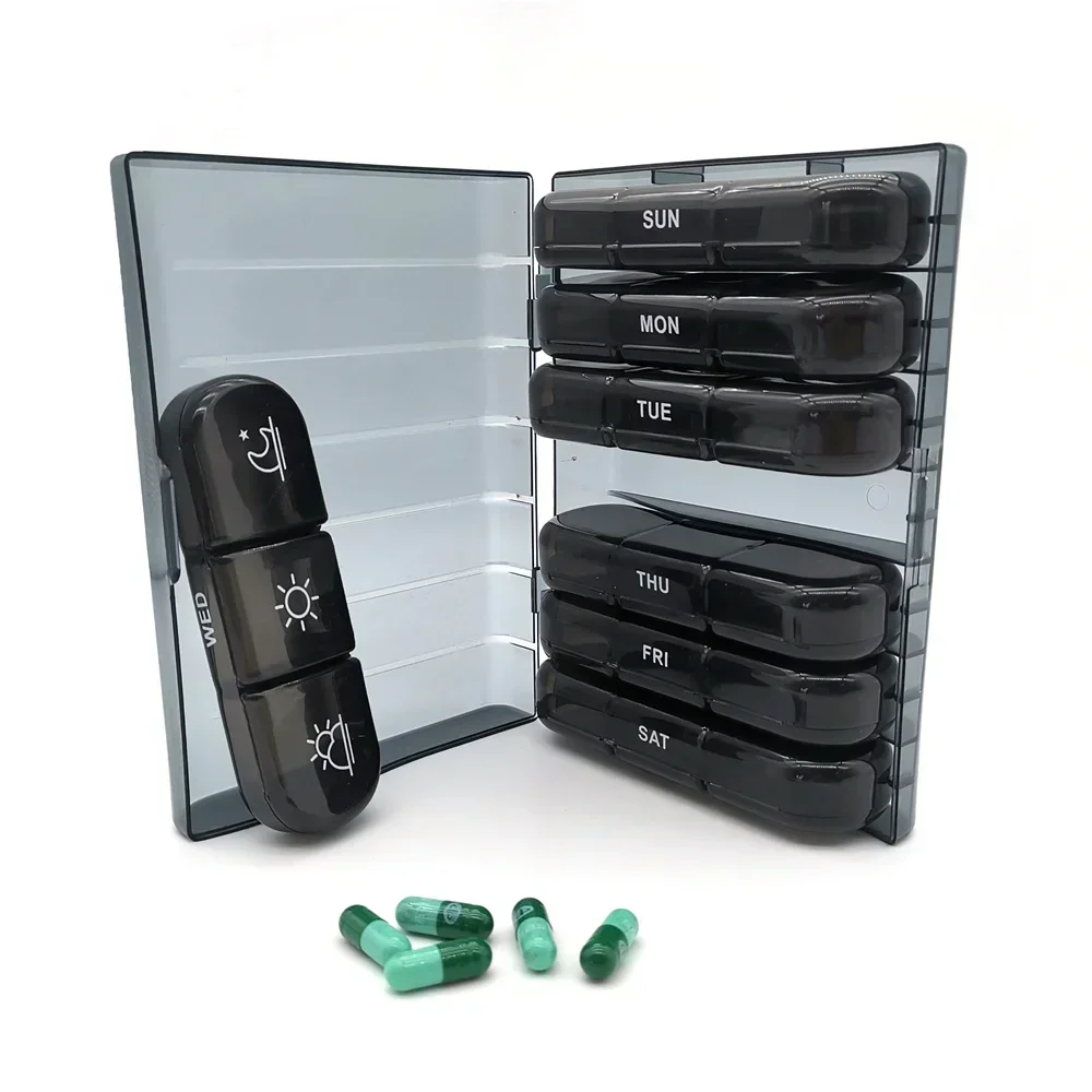 Pill Box 7 days Organizer 21 grids 3 Times One Day Portable Travel with ...
