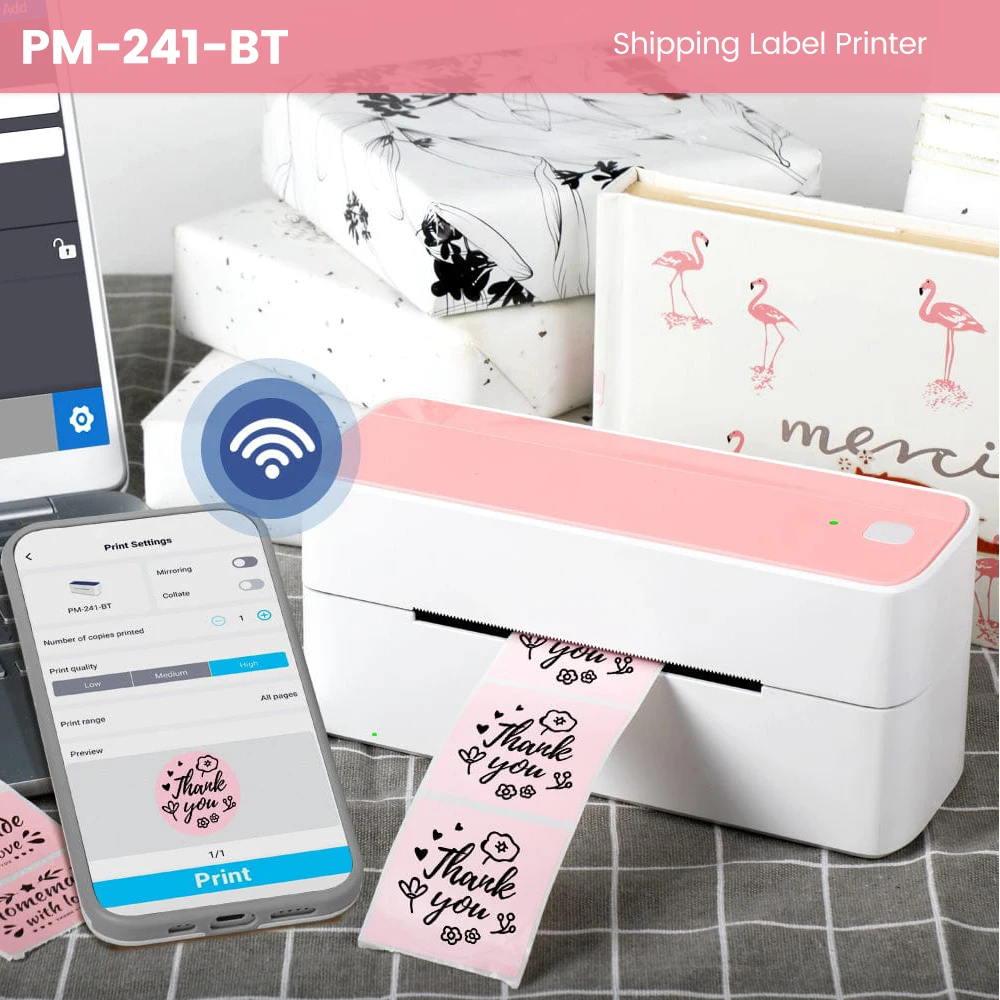 118mm Phomemo PM-241 Shipping Label Printer Bluetooth Wireless Thermal ...
