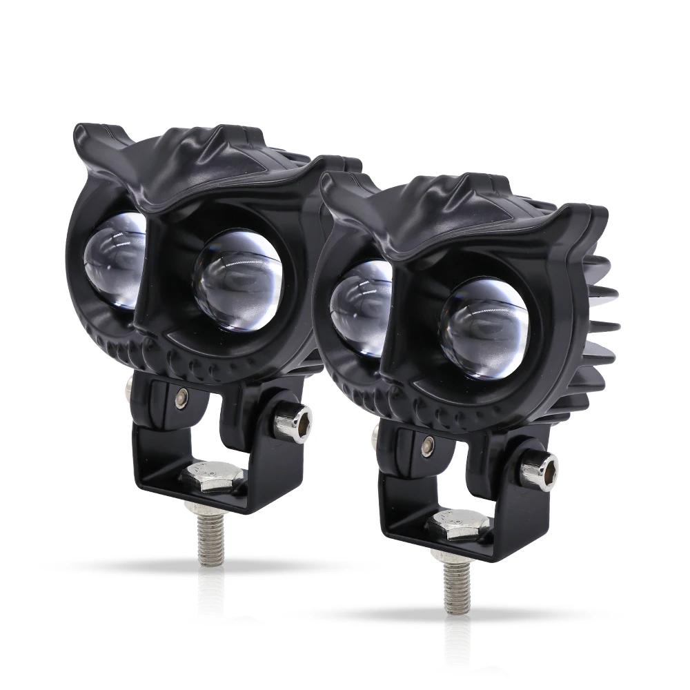 Motorcycles-LED-Spotlights-Headlight-Yellow-White-Owl-Design-Dual-Color ...