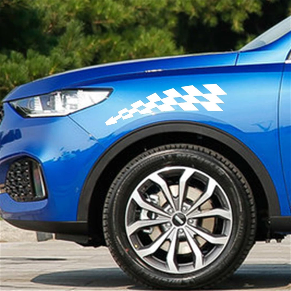 Car-Racing-Stickers-Vehicle-Car-Decals-Plaid-Wheel-Flags-Reflector ...