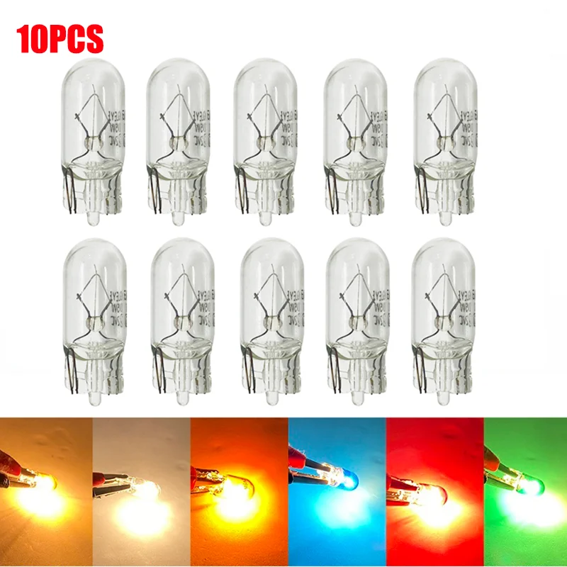10X White T10 W5W 501 194 Clear Signal Lamp Glass 12V 5W Warm White Red ...