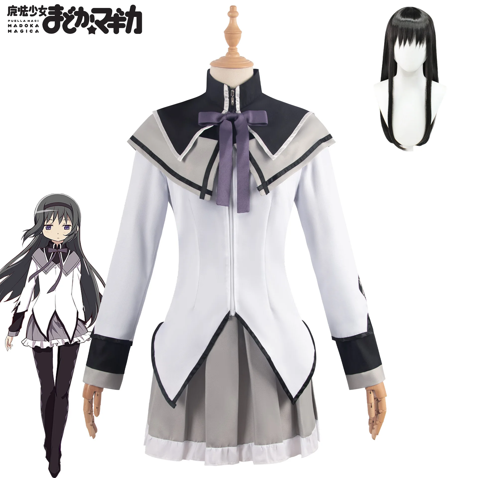 Anime-Akemi-Homura-Cosplay-Costume-Uniform-Dress-Halloween-Outfits-with ...