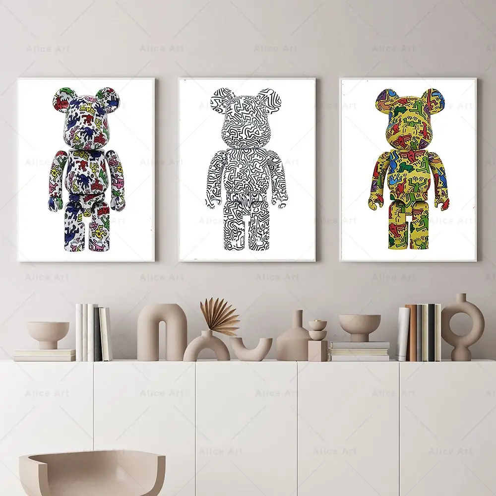 Bearbrick Poster Wall Painting | Canva Wall Art Bearbrick | Canvas ...