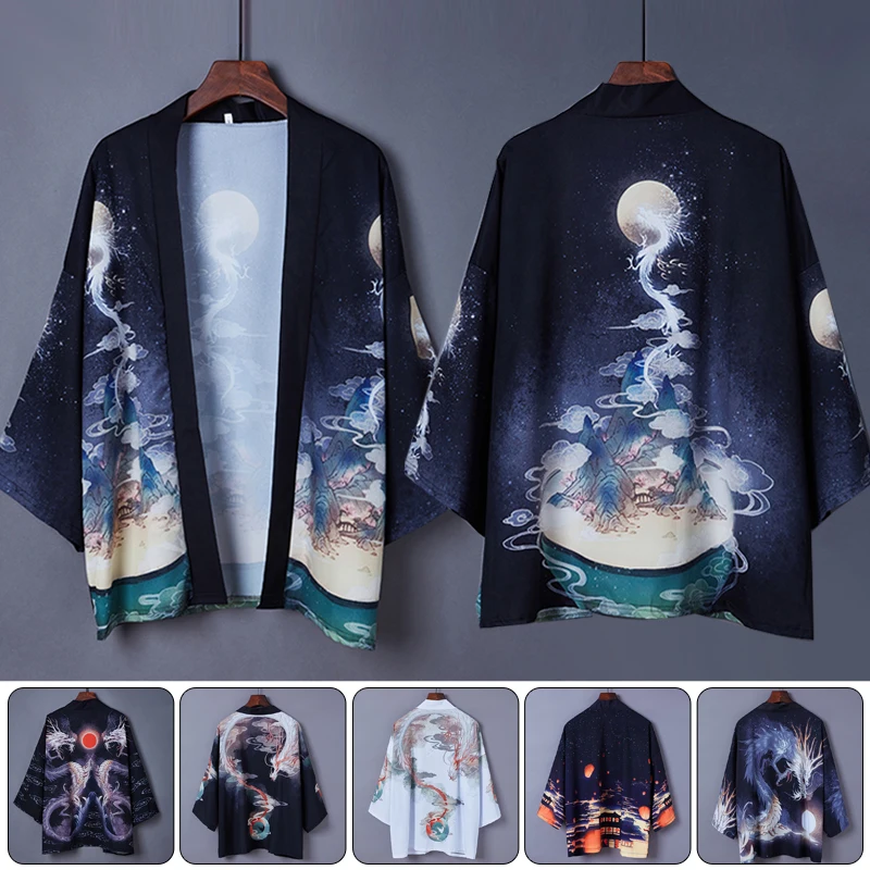 Yukata Haori Men Japanese Kimono Cardigan Men Samurai Costume Clothing Kimono Jacket Male Loose ...