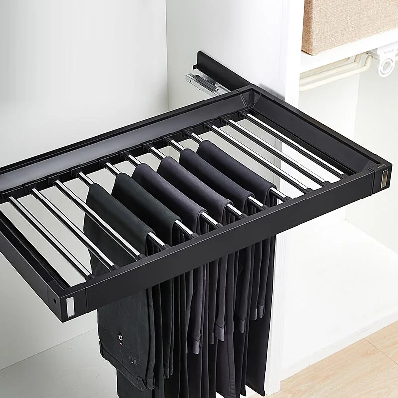 Telescopic-Pants-Rack-Wardrobe-Trousers-Shelves-Push-Pull-Damping-Dress ...