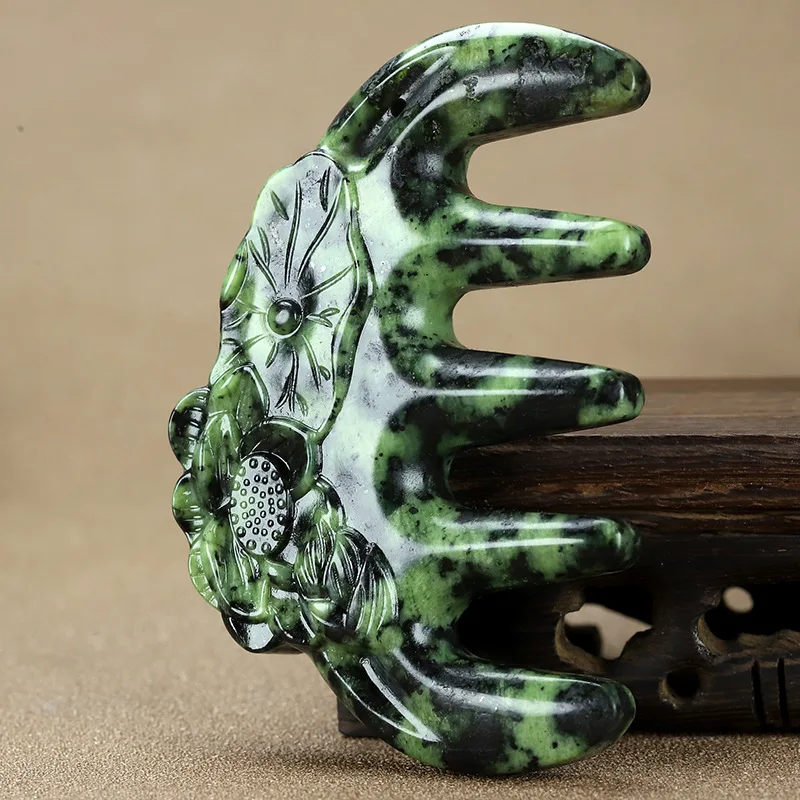 Tibetan-Jade-Lotus-Comb-Wide-Teeth-Gua-Sha-Massage-Tool-Scalp-Relax ...