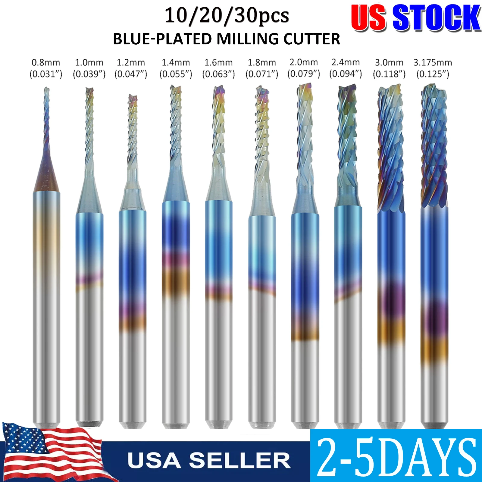 30-10Pcs-End-Mill-CNC-Router-Bits-0-8-3-175MM-Nano-Blue-Coat-Milling ...