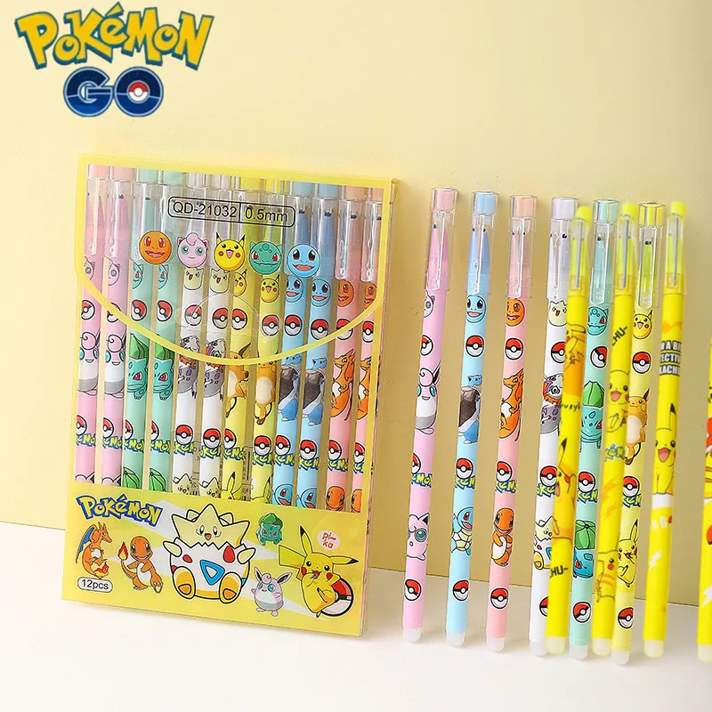 6-12pcs-Pokemon-neutral-pen-Anime-Pikachu-cartoon-erasable-Writing ...