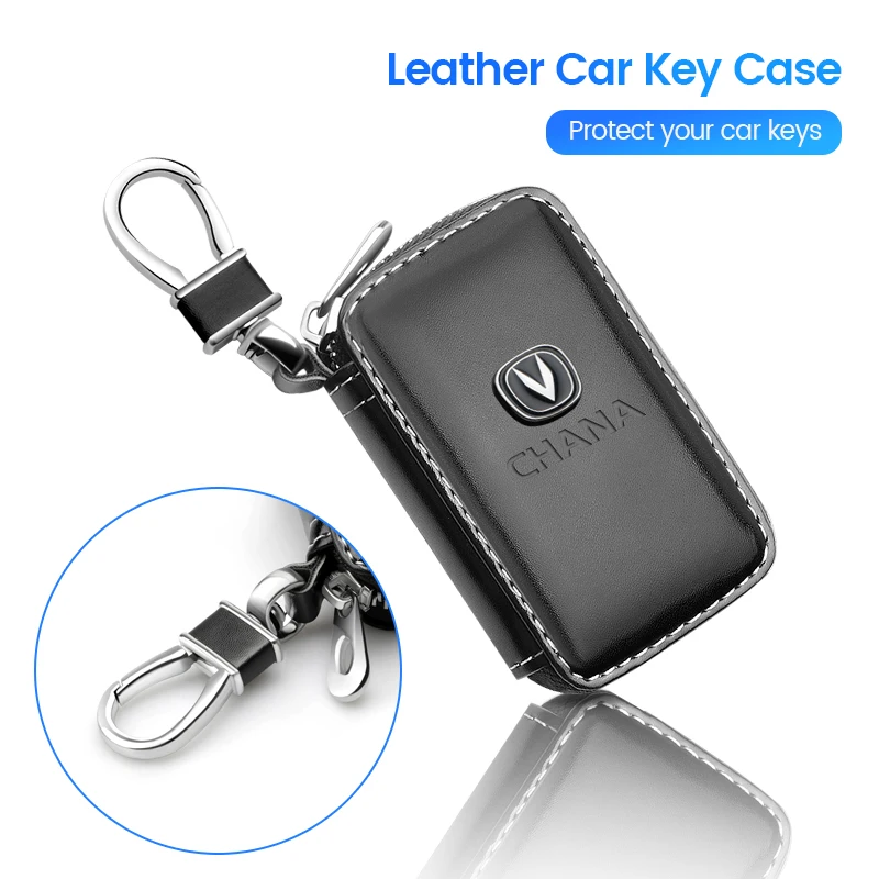 Metal-Keychain-Leather-Car-Key-Case-Hook-Zipper-Key-Case-For-Changan ...