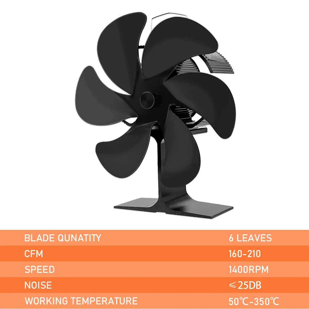 Avec bouclier thermique - 6 Blade Heating Furnace Fan Black Thermal ...