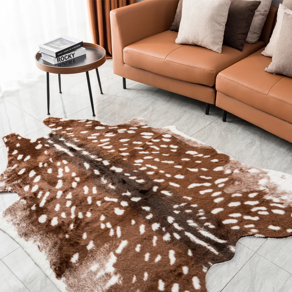 Modern faux fur carpet 20mm long plush rug for coffee table room decor ...