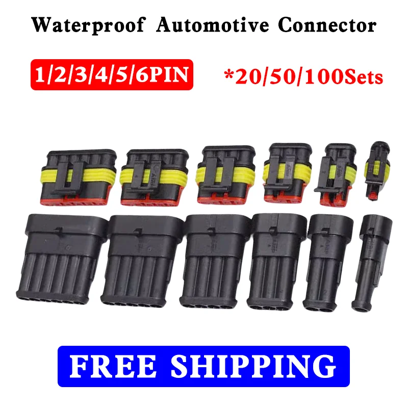 20-50-100Sets-Waterproof-Automotive-Male-Female-Electrical-Connectors ...