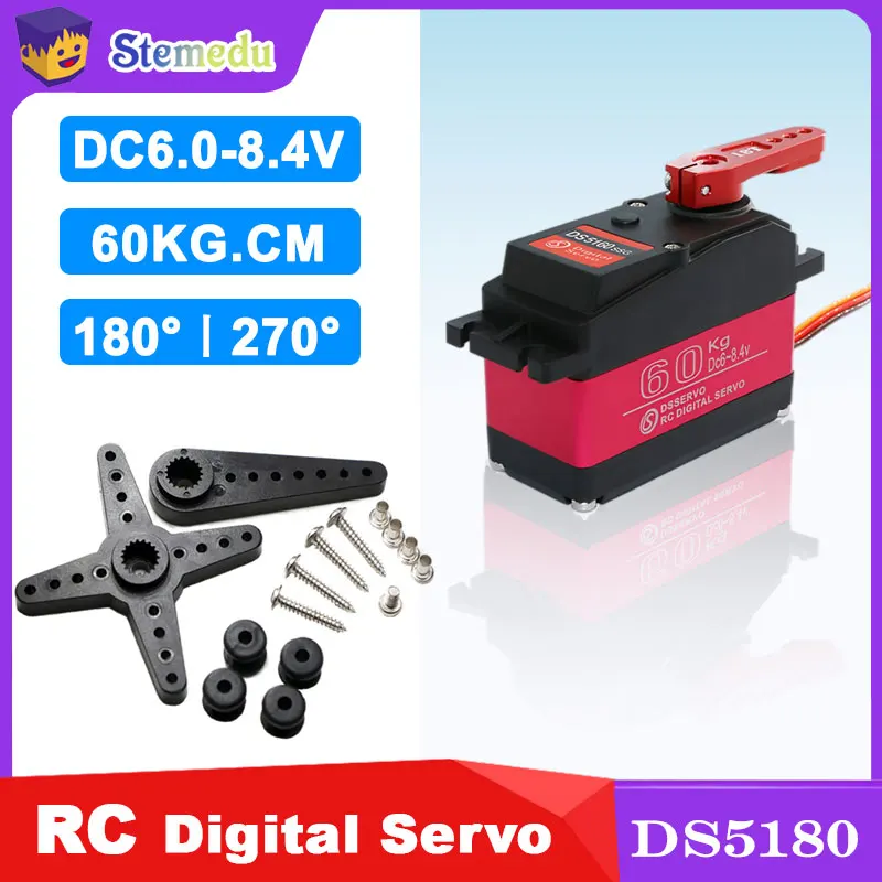 60KG High Torque DS5160 Digital Servo 180/270° Waterproof Metal Gear 8 ...